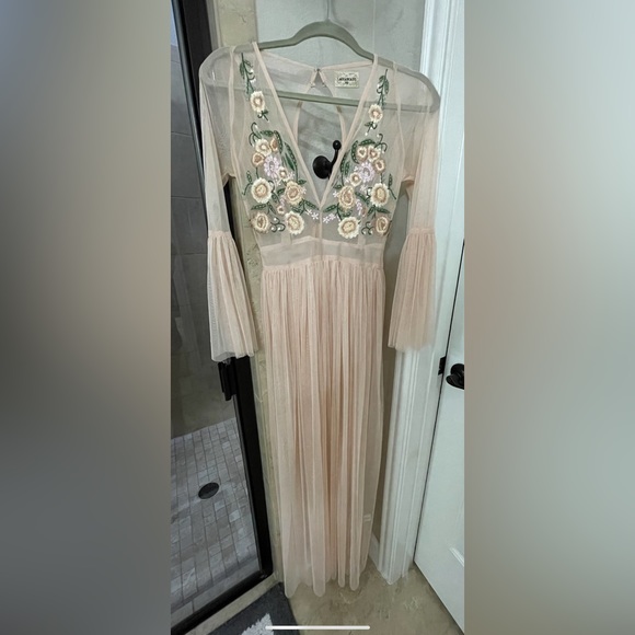 Lace & Beads | Dresses | Tulle See Through Floral Maxi Dress | Poshmark
